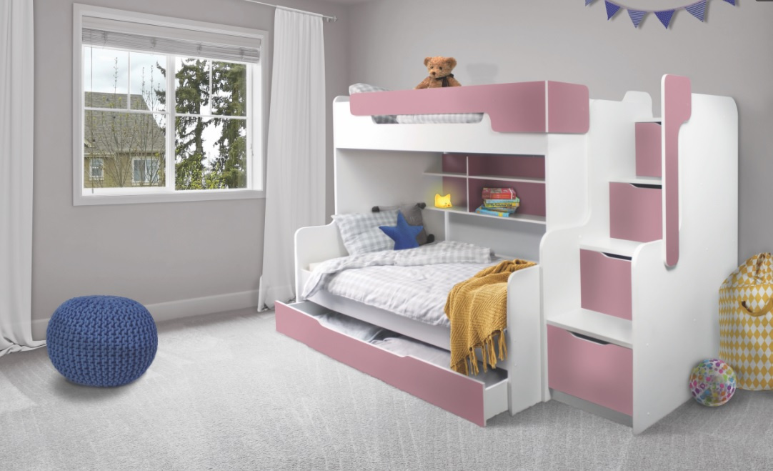 Patrová postel Harry 3 růžová - Nábytek Pegas